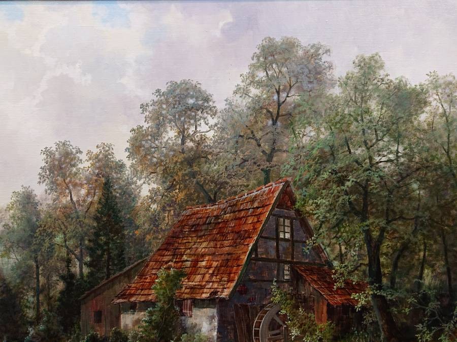 Młyn wodny w tajemniczym lesie ⭐ romantyczny obraz Hermann Dieste - Top ...