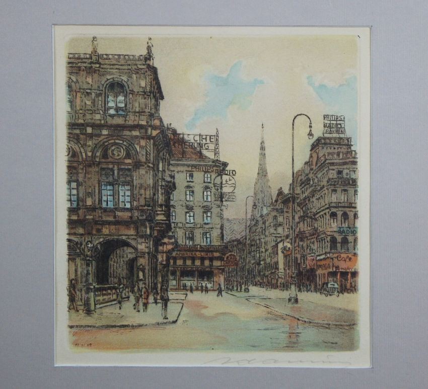 Wiedeń - Kärntner Strasse kolorowa grafika Ludwig Adamus - Top Art ...